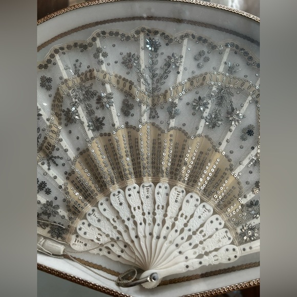 Wall Decor | Stunning 19th Century Fan Sequined Lace Victorian ...